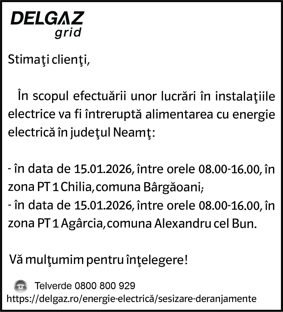 Intreruperi Neamt 13.01.2026 - Realitatea Media